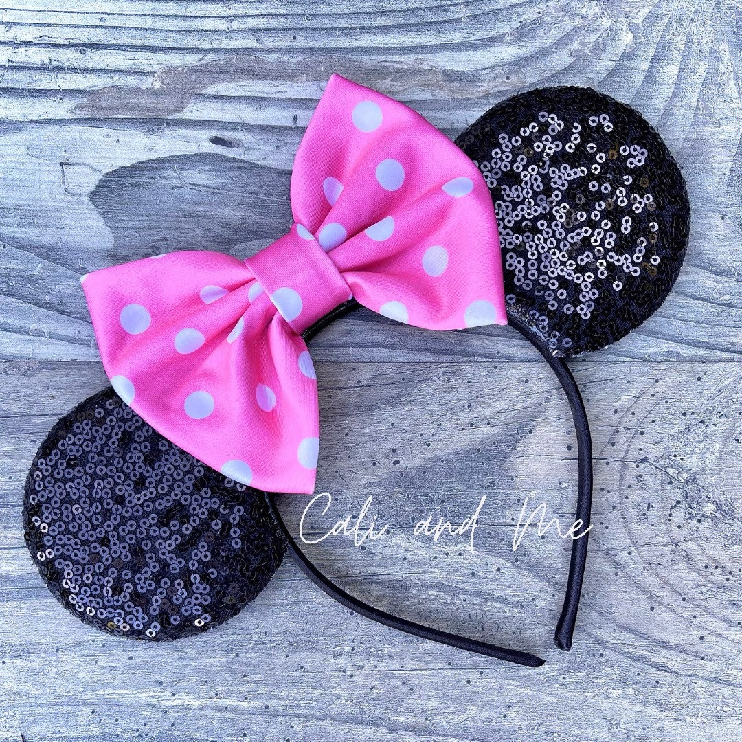 Polka Dot Minnie Ears, Minnie Mouse Ears, Pink Polka Dot Minnie Ears ...