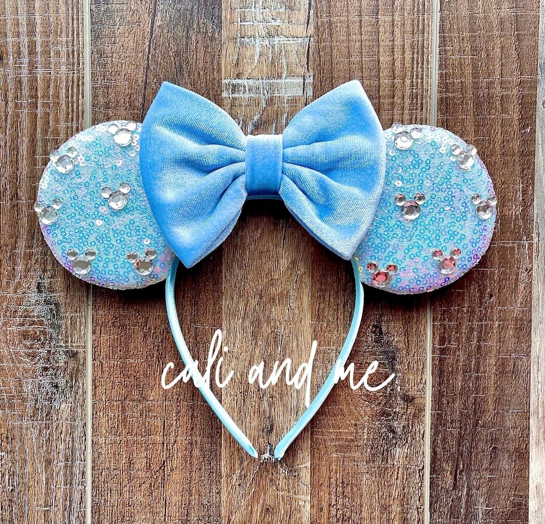 Rhinestone Mickey Ears, Minnie Ears, Mickey Ears, Blue Velvet Minnie ...