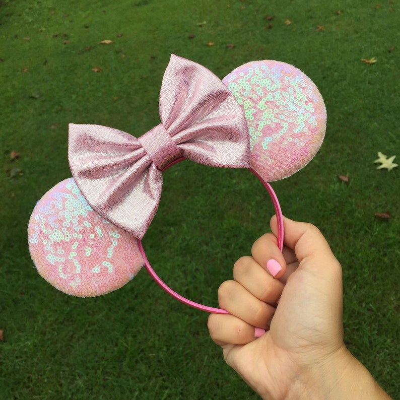 Pink Mouse Ears Headband Pink Iridescent Minnie Mouse Ears | Etsy