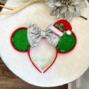 Santas Hat Mickey Ears, Santa Minnie Ears, Disney Christmas Mickey Ears ...