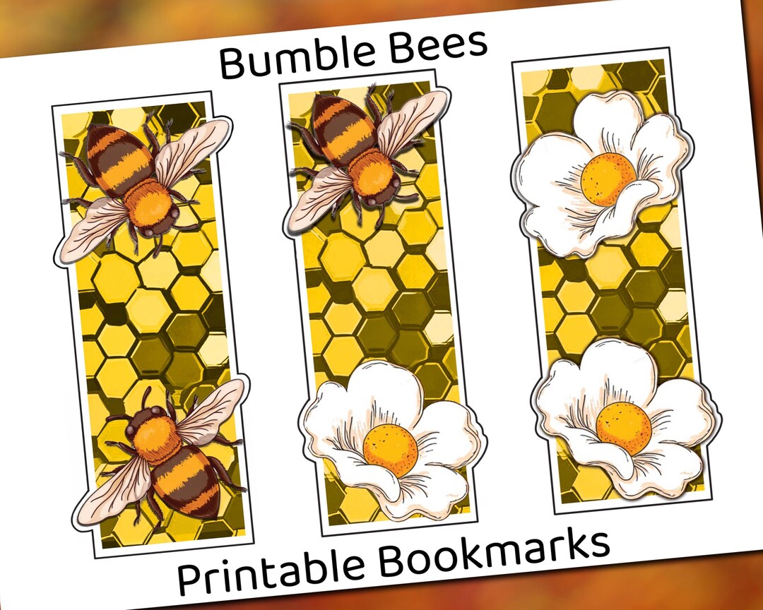 Bumble Bee Printable Bookmark Set - Png Pdf Digital Collage Kit ...