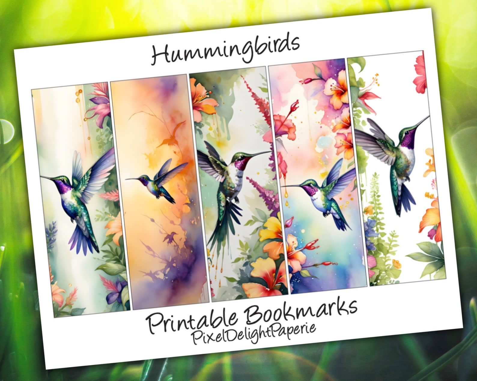 HUMMINGBIRDS Printable Bookmark Set - Jpg Pdf Digital Collage Kit ...