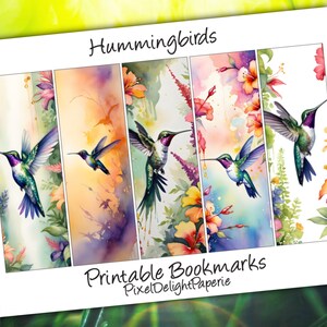 HUMMINGBIRDS Printable Bookmark Set - Jpg Pdf Digital Collage Kit ...