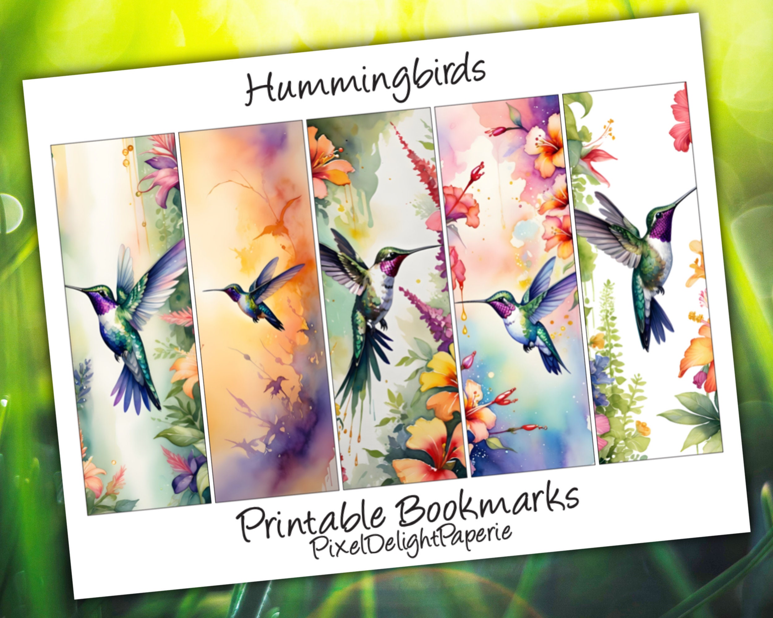 HUMMINGBIRDS Printable Bookmark Set - Jpg Pdf Digital Collage Kit ...