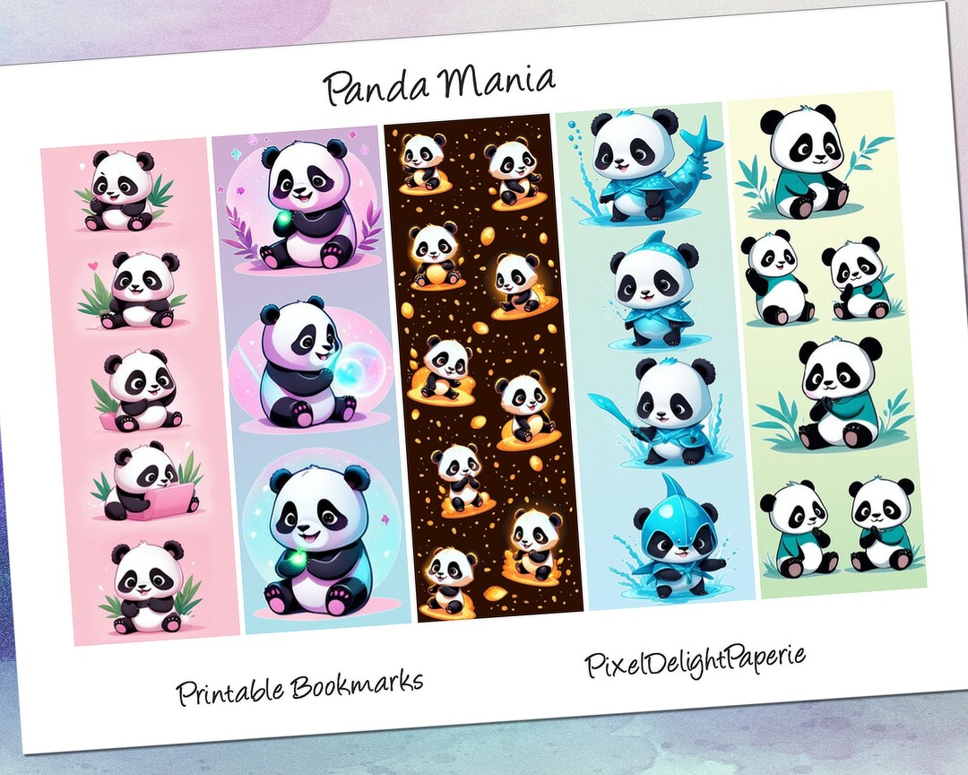 Panda Mania Printable Bookmark Set - Kawaii Panda Cub - Pdf JPG ...