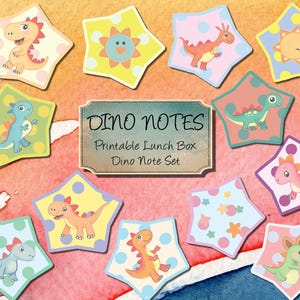 Printable Cute Dino Lunch Box Notes - Stickers Labels Sticky Note for ...