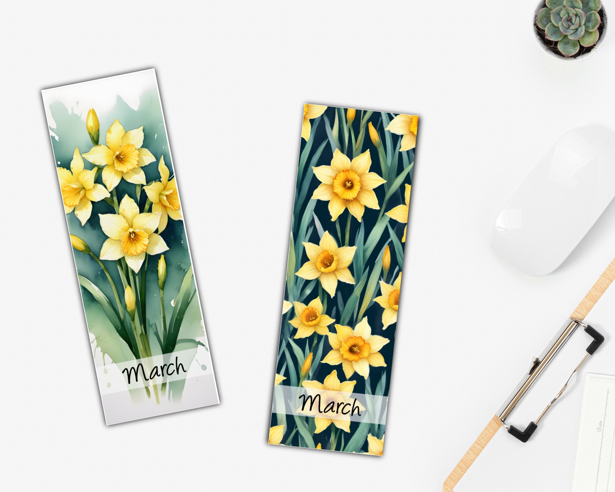 MARCH Printable Birth Flowers Floral Bookmarks Set - Png Pdf Digital ...