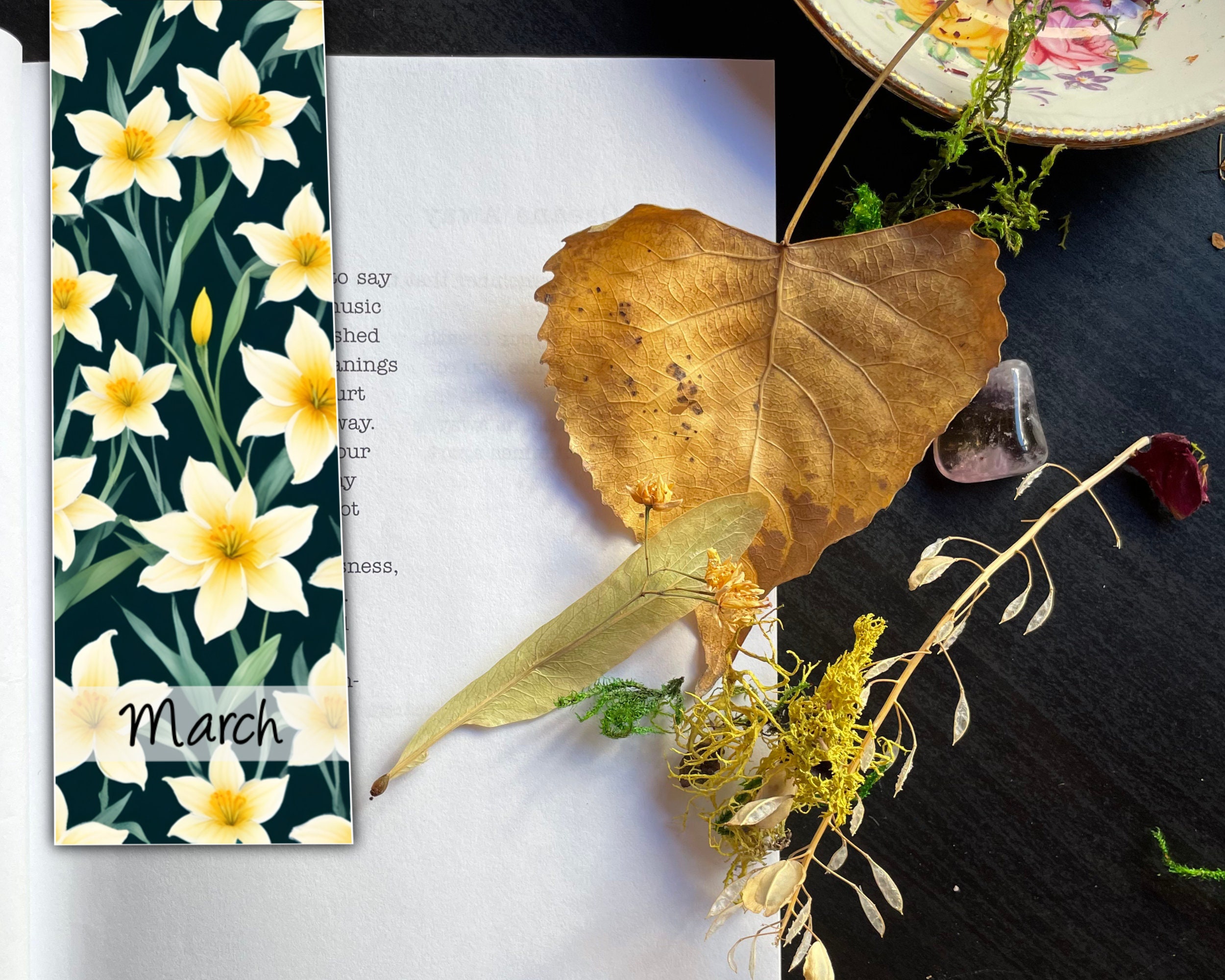 MARCH Printable Birth Flowers Floral Bookmarks Set - Png Pdf Digital ...