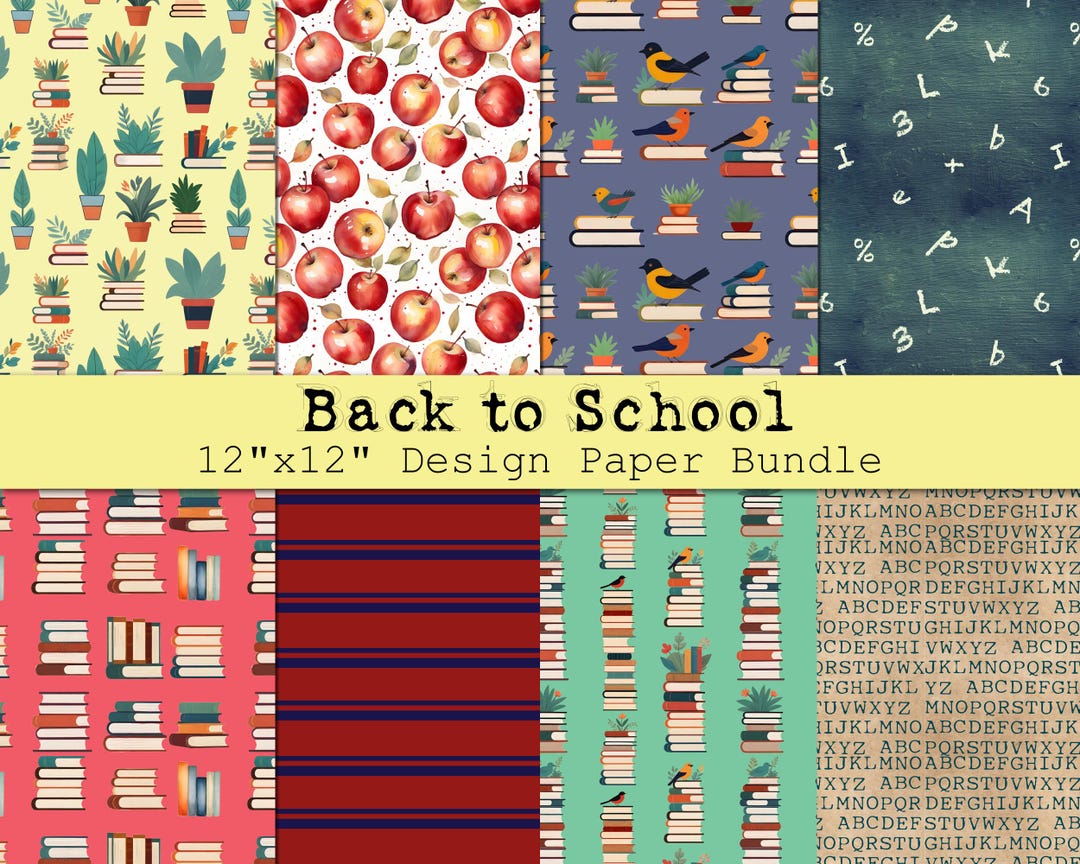 Back to School Paper Pack: 8 Seamless Pattern Tiles (digital Download ...