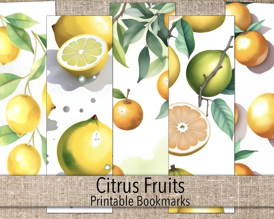 Citrus Fruits Bookmark Set: Printable Collage Kit (PDF, JPG) - Etsy