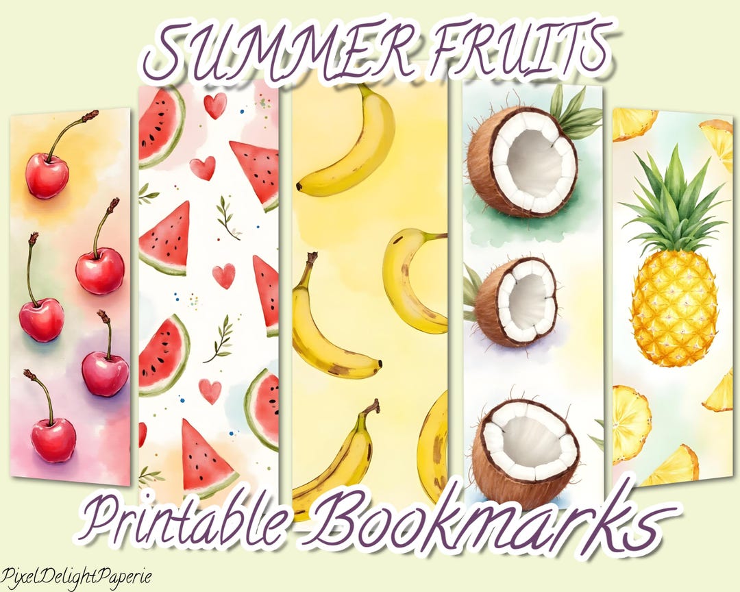 Tropical Fruit Bookmark Set: Watercolor Printable Bookmarks (PDF & JPG ...