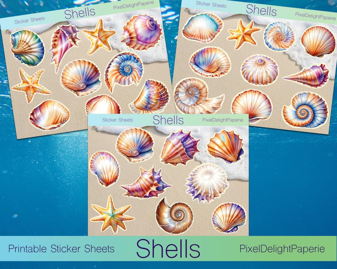 Sea Shell Printable Decor Pack - Under the Sea Planner Stickers - Beach ...