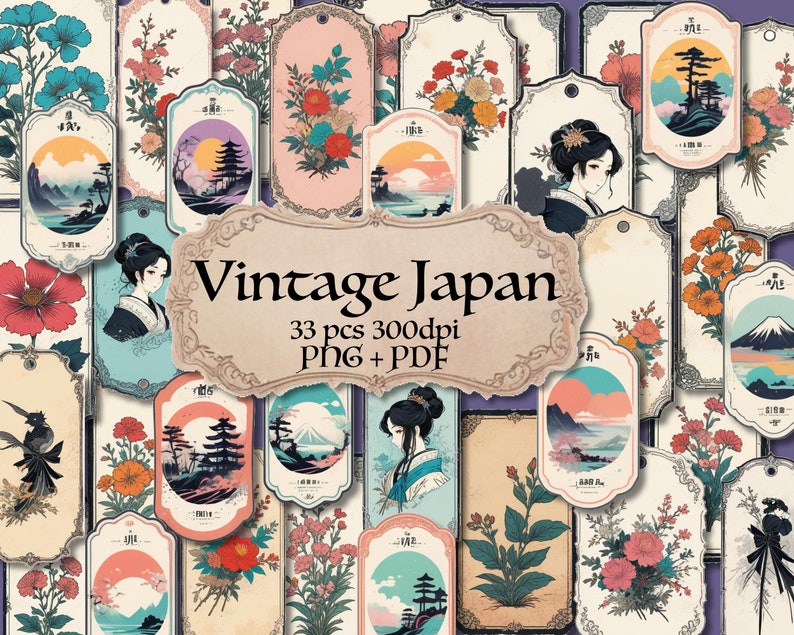 Printable Japanese Labels & Tags – Vintage Washi Style Ephemera for ...