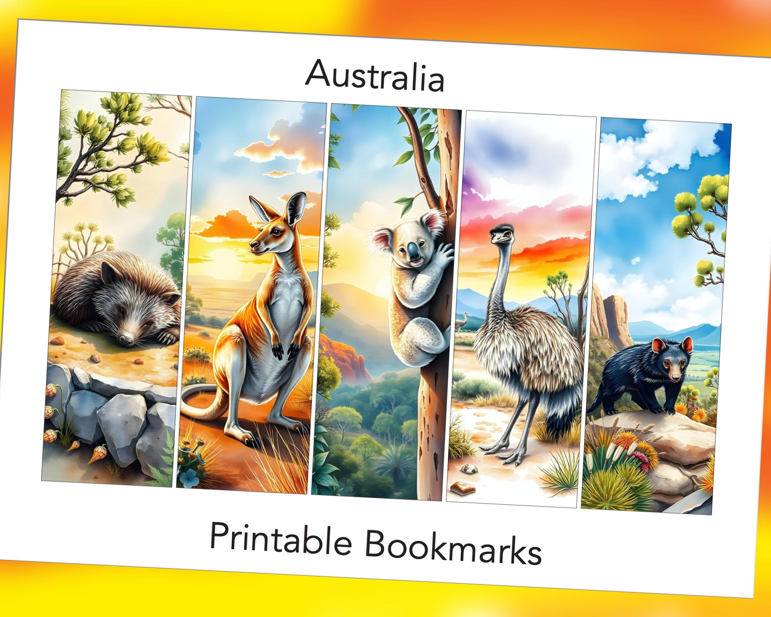 Australia Printable Bookmark Set - Jpg Pdf Digital Collage Kit - Gift ...