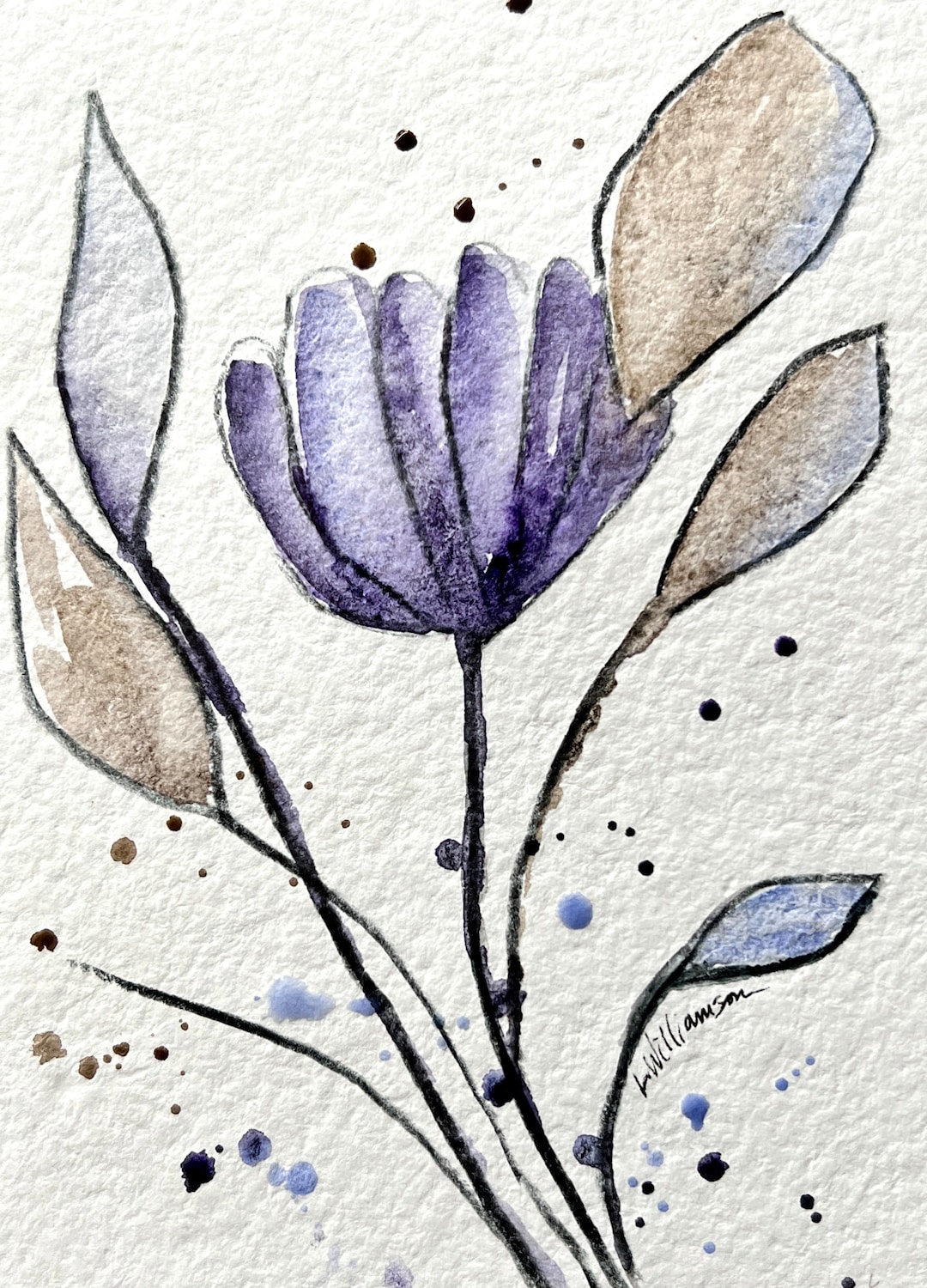 Original Watercolor Flowers 5x7 Painting Simple Floral, Home and Living ...