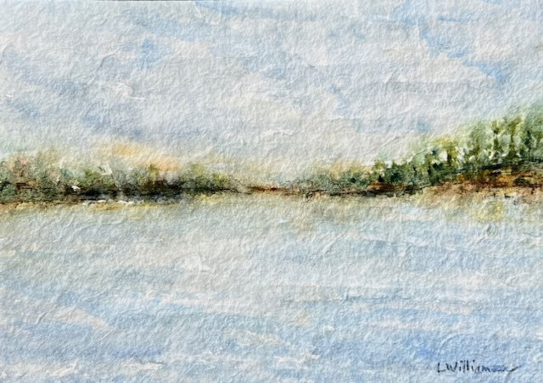 Original Painting Watercolor, Abstract Waterscape, Across the Lake ...