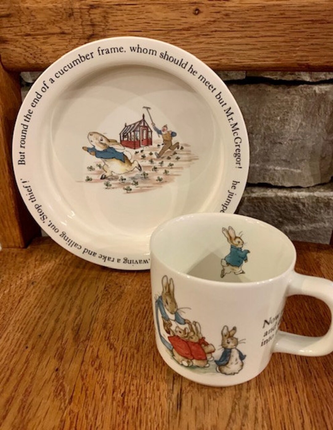 Vintage Wedgwood Peter Rabbit Child Bowl and Cup Set, England, 1980s ...