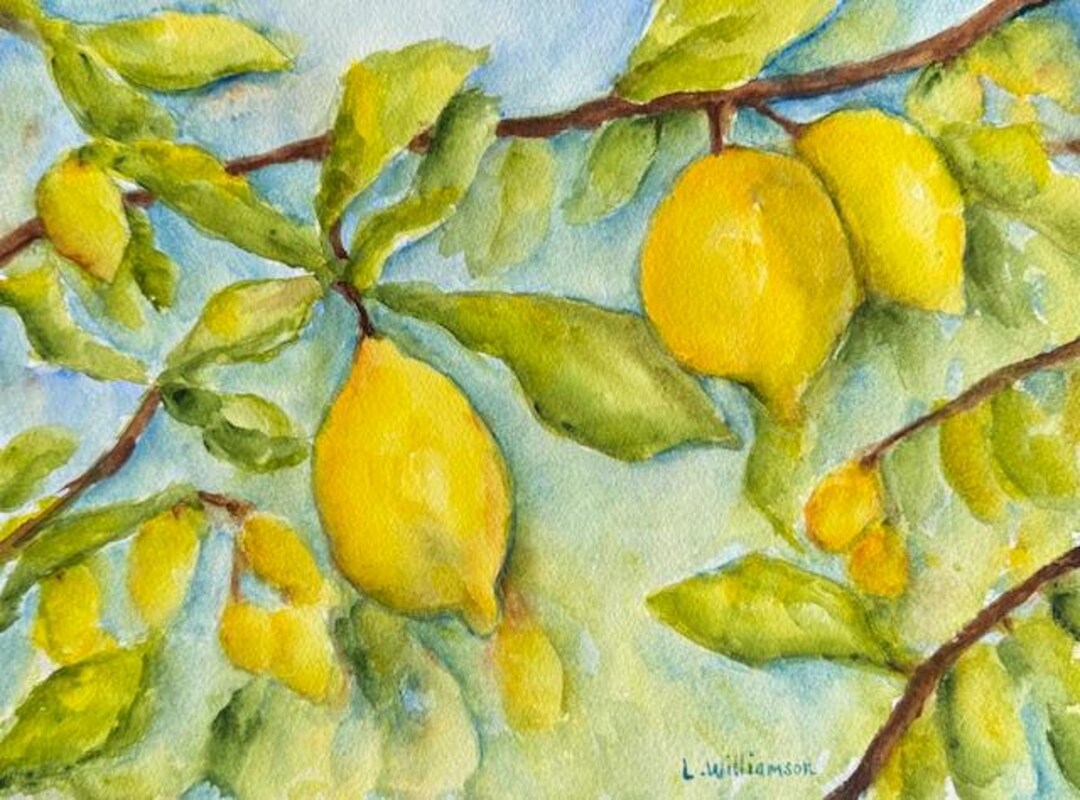 Original Lemon Tree Watercolor Painting, Botanical Citrus Wall Art - Etsy