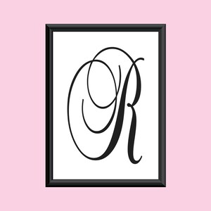 Typography Digital Print Monogram Initial Wall Art Brockscript Letter R ...