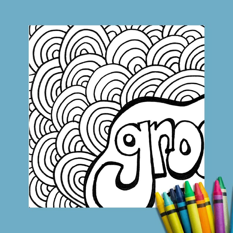 Groovy Retro Coloring Page: Boho Nature Art (instant Download) - Etsy