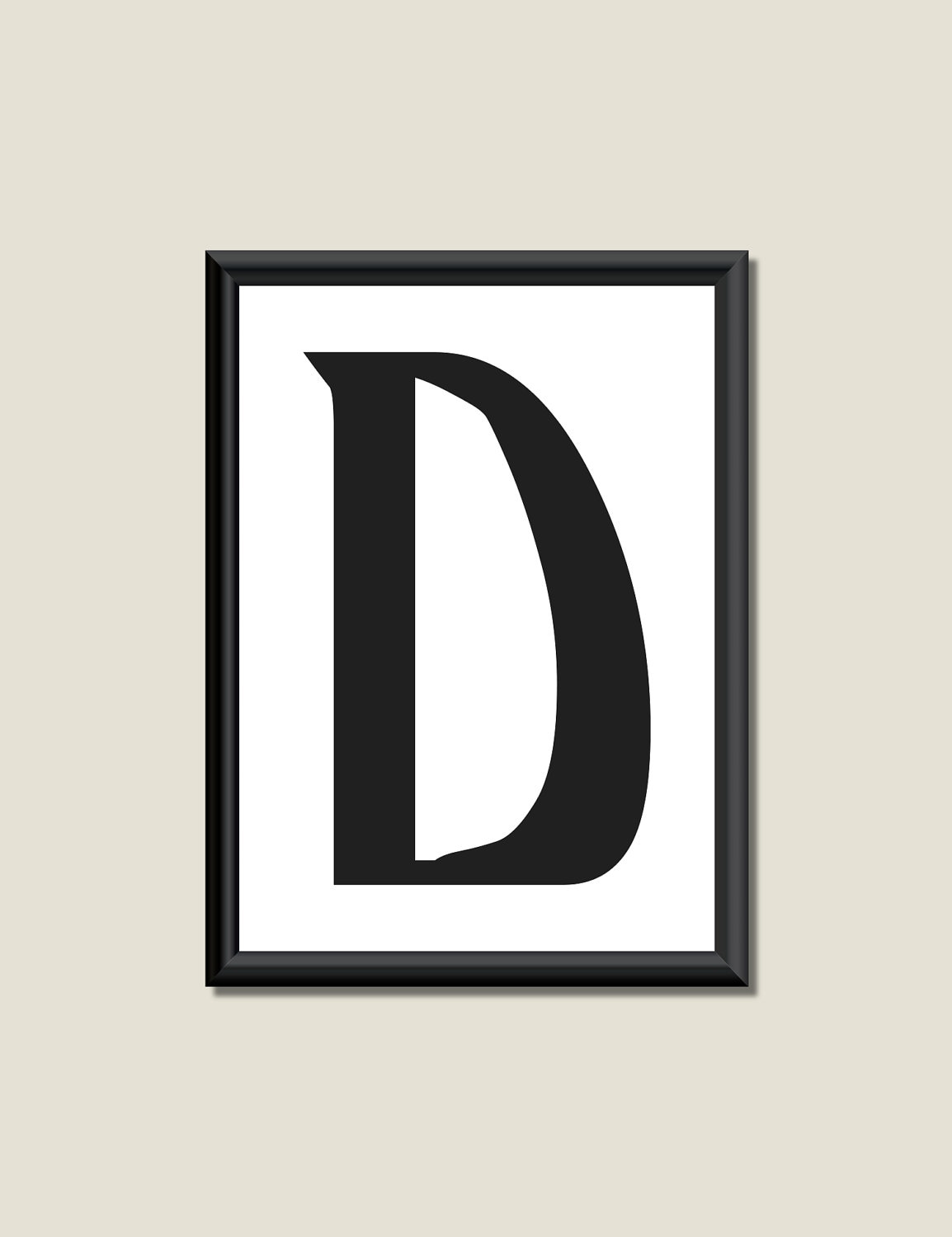 Typography DIGITAL PRINT Monogram Initial Wall Art Ariosto Letter D 5x7 ...