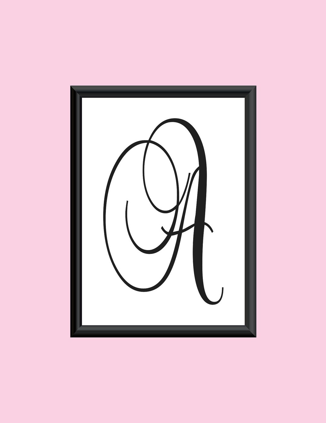 Typography DIGITAL PRINT Monogram Initial Wall Art Brockscript Letter A ...