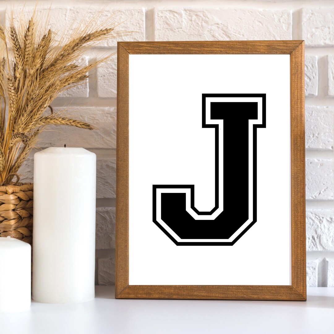 Letter J Varsity Font Print: Monogram Wall Art (digital Download) - Etsy