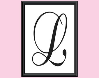 Typography Digital Print Monogram Initial Wall Art Varsity | Etsy