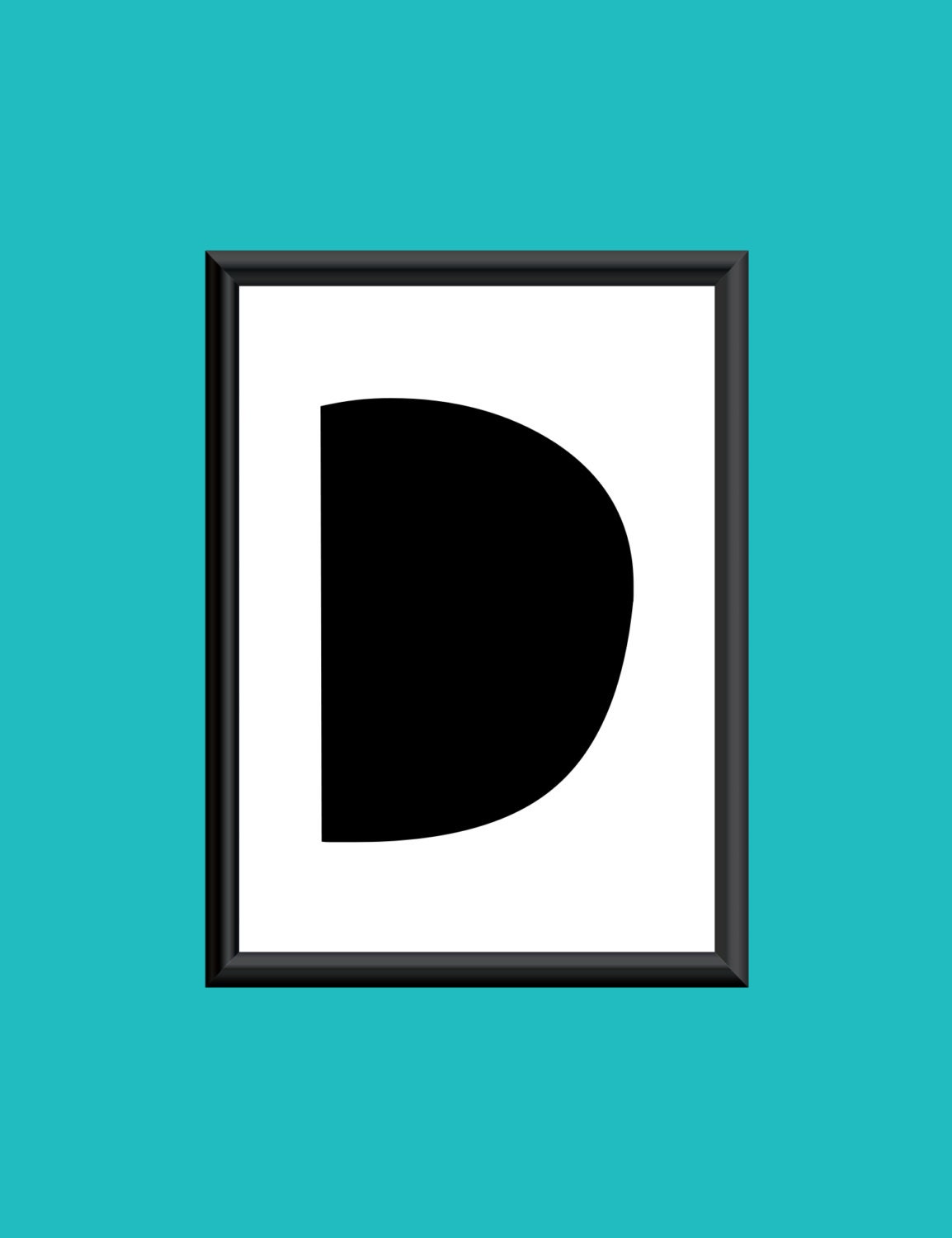 Typography DIGITAL PRINT Monogram Initial Wall Art Sybil Letter D 5x7 ...