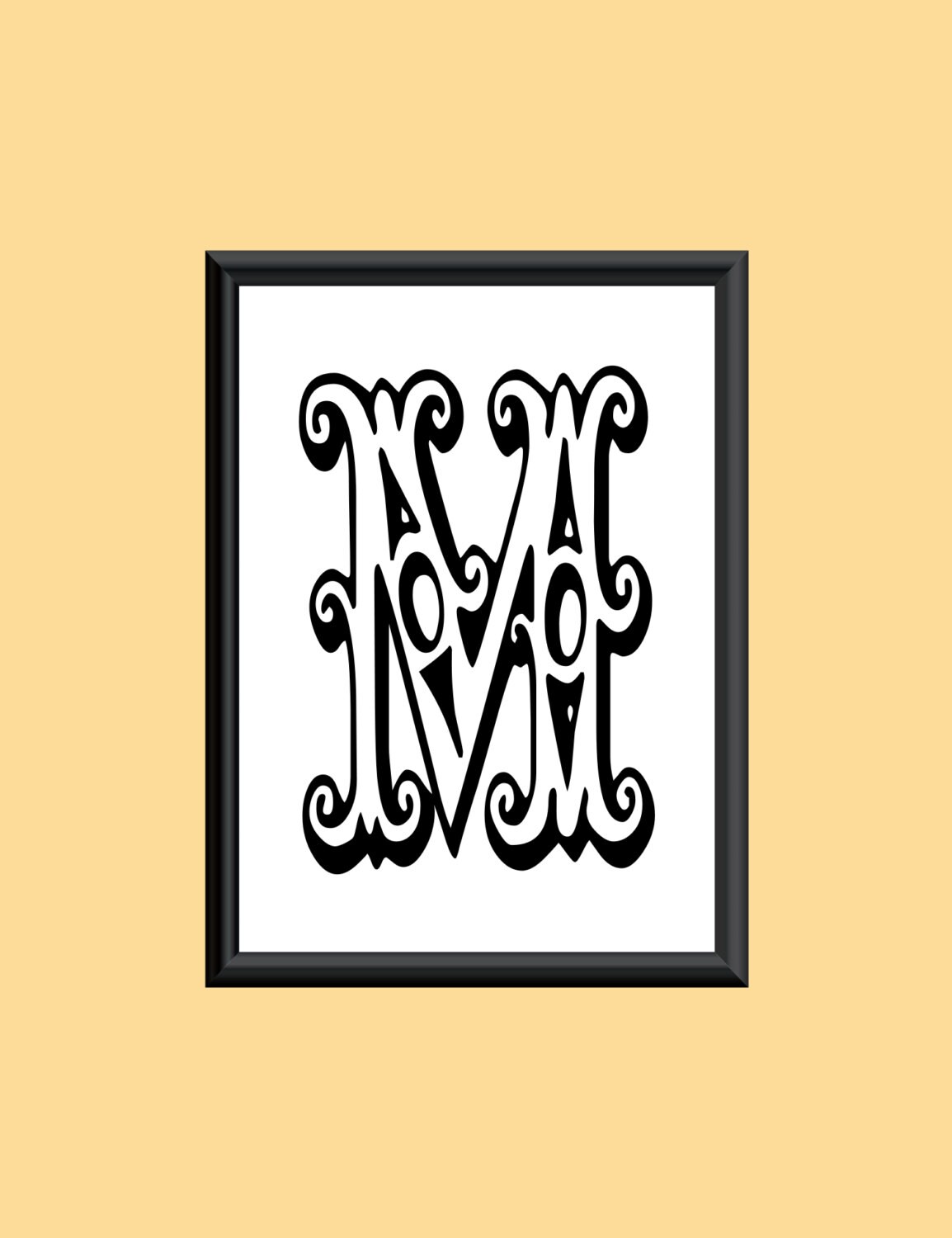 Typography Digital Print Monogram Initial Wall Art Tropicana Letter M ...