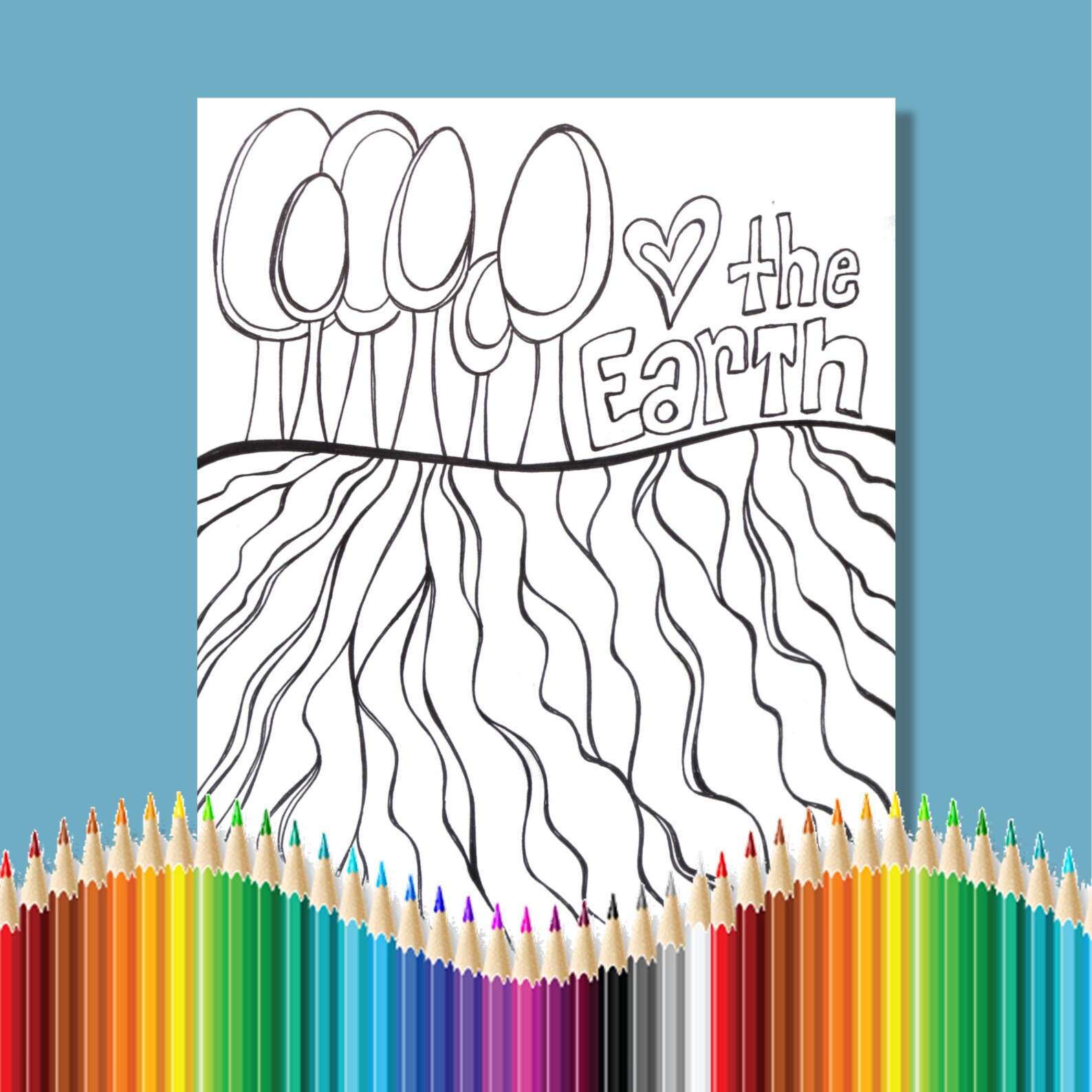 Coloring Pages for Adults Love the Earth Instant Download - Etsy