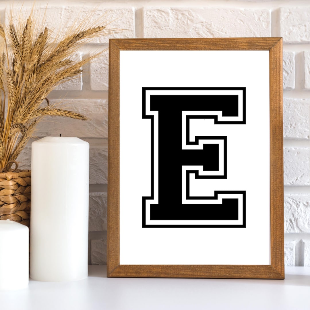 Letter E Varsity Font Print: Monogram Wall Art (digital Download) - Etsy