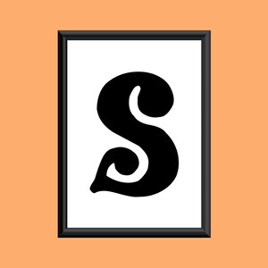 Typography Digital Print Monogram Initial Wall Art Sixties Letter S - Etsy