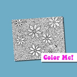 Flowers Power Coloring Page Boho Nature Art Relaxation Gift for Self ...