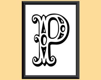 Letter P Print, Tropical Pastel Beach Floral Alphabet Printable ...