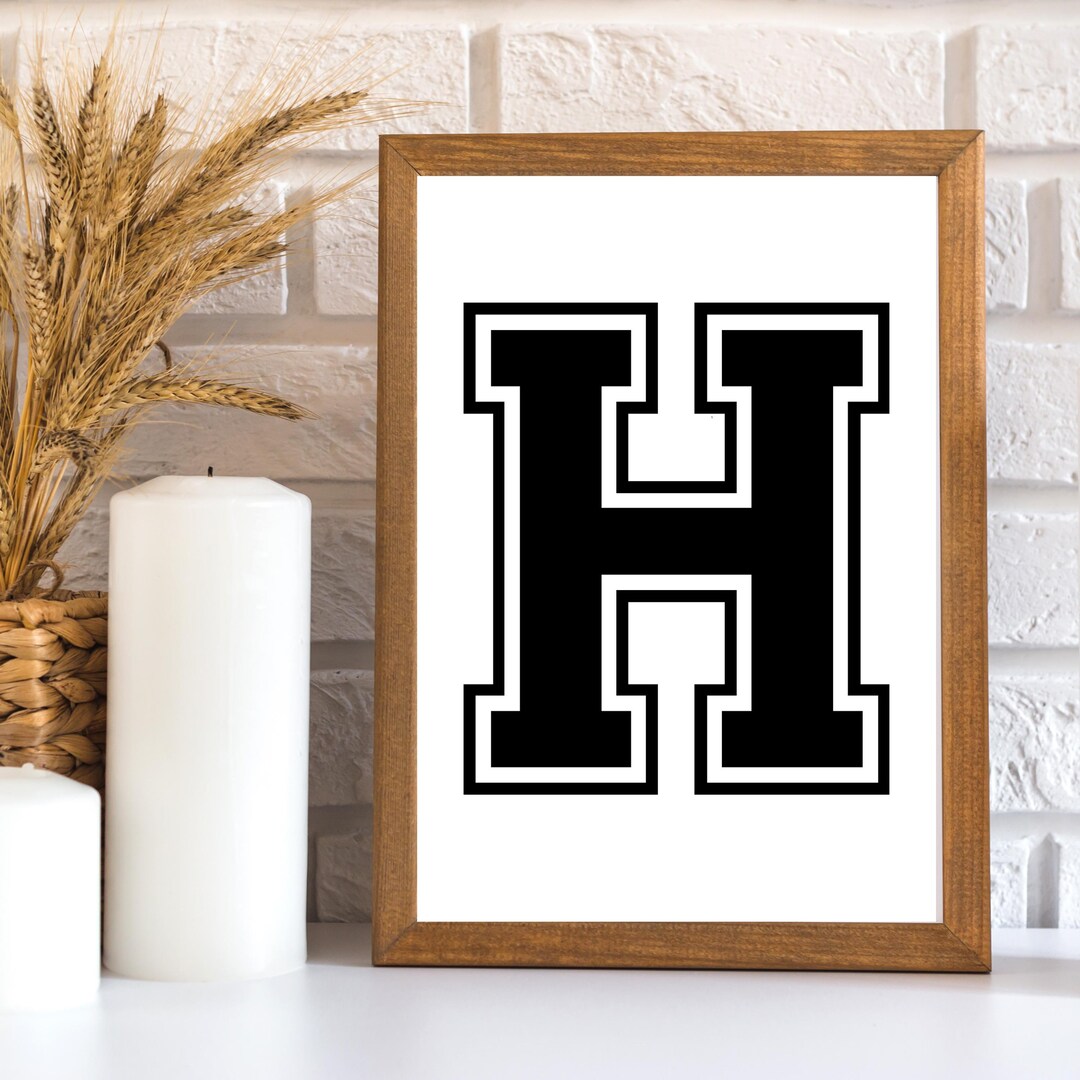 Letter H Typography Wall Art | Digital Download | 5x7 | Monogram ...