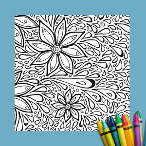 Flowers Power Coloring Page Boho Nature Art Relaxation Gift for Self ...