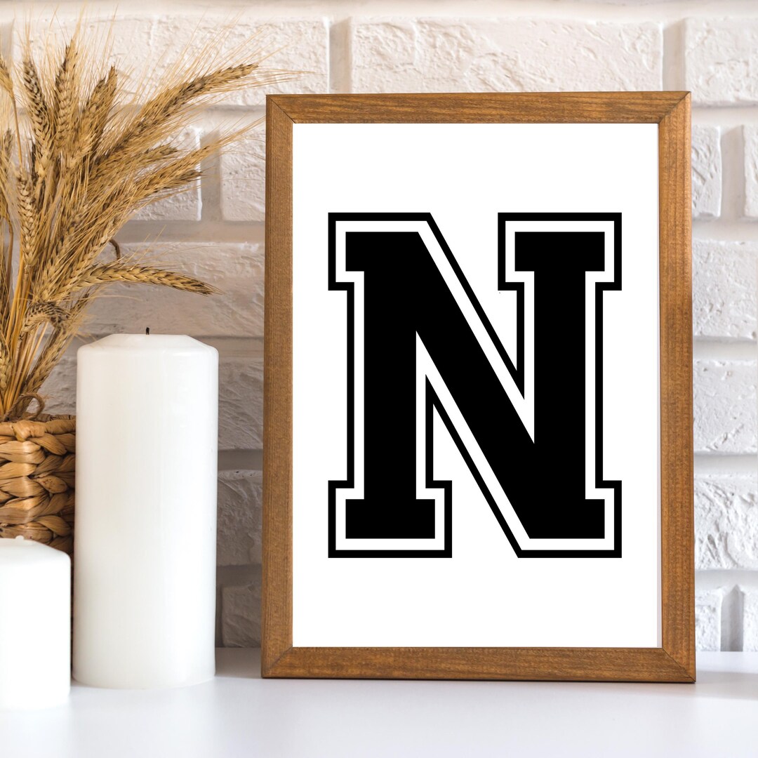 Letter N Typography Wall Art | Digital Download | 5x7 | Monogram ...