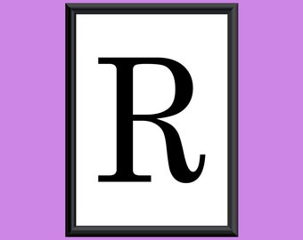 Typography Digital Print Monogram Initial Wall Art Century | Etsy