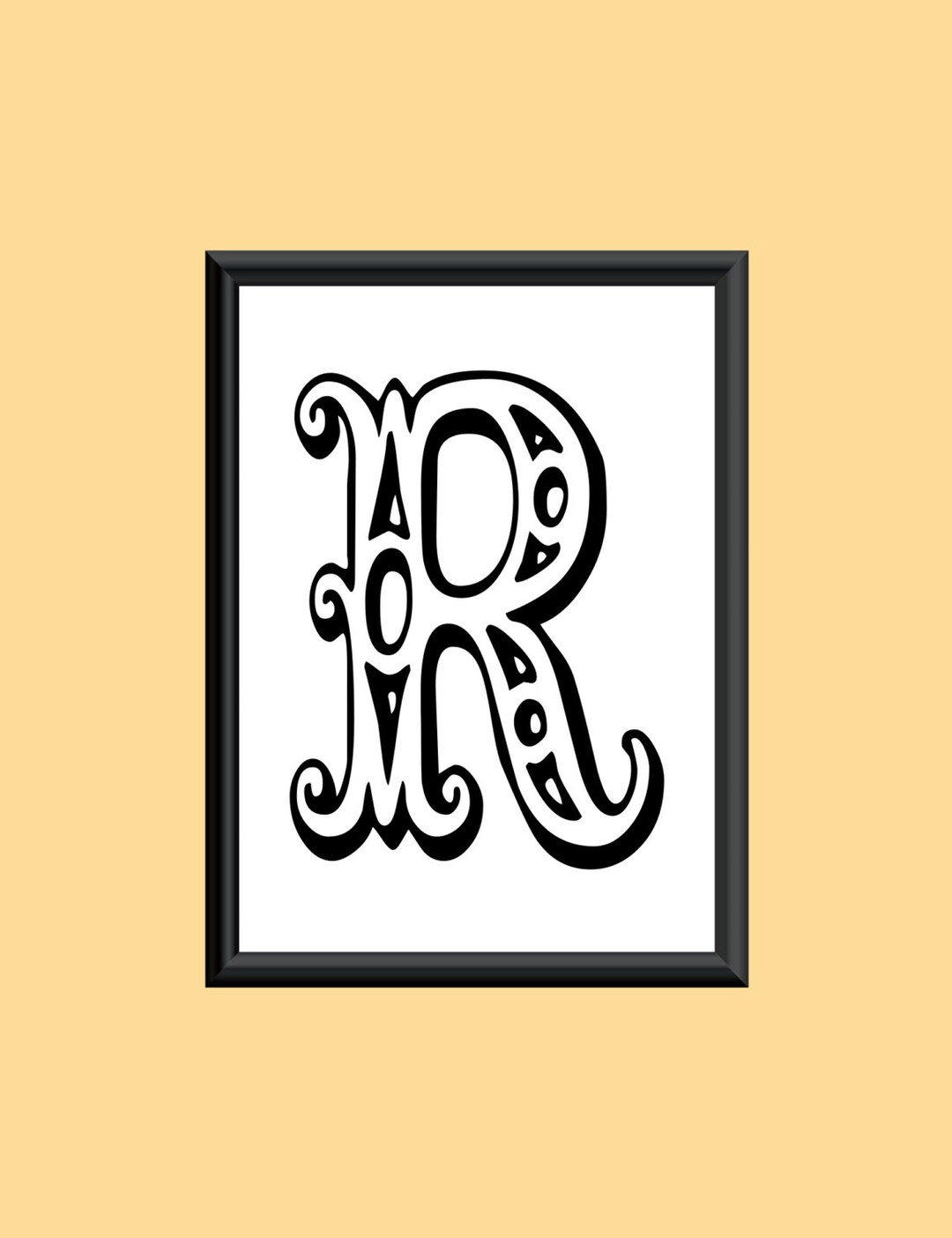 Typography Digital Print Monogram Initial Wall Art Tropicana Letter R ...