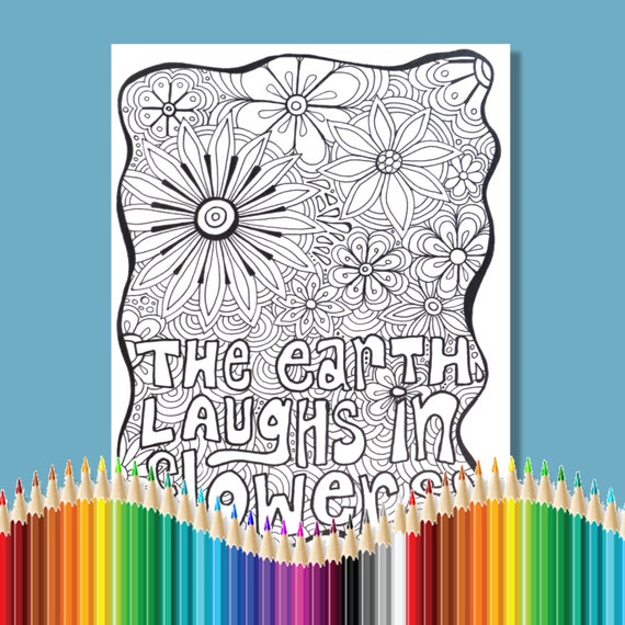 Coloring Pages for Adults The Earth Laughs in Flowers Instant | Etsy