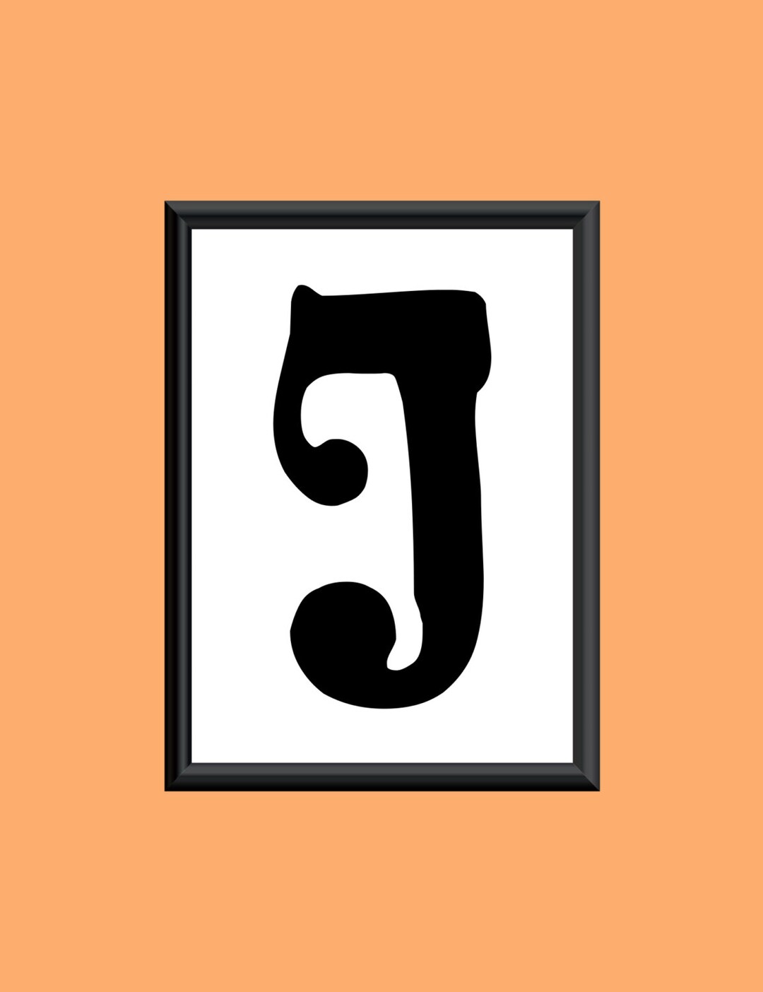 Typography Digital Print Monogram Initial Wall Art Sixties Letter J - Etsy