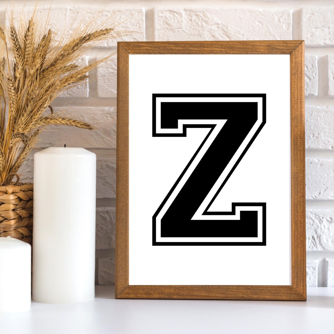 Letter Z Typography Wall Art | Digital Download | 5x7 | Monogram ...