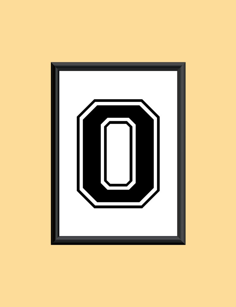 Typography Digital Print Monogram Initial Wall Art Varsity Letter O - Etsy