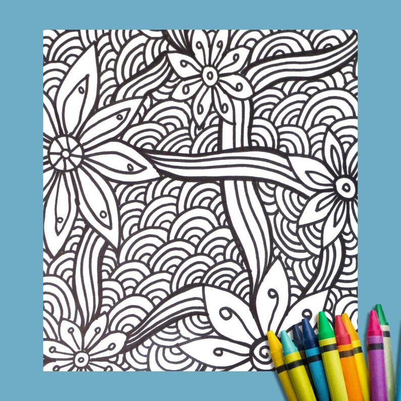 Boho Flowers Coloring Page: Nature Art, Relaxation Gift (instant ...