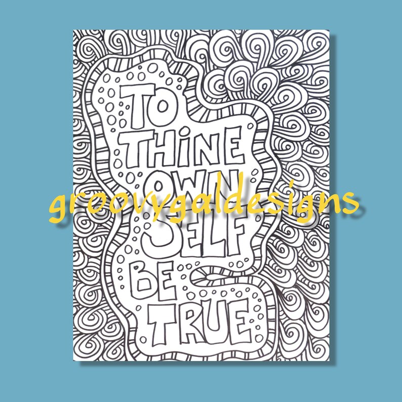 Shakespeare Quote Coloring Page Boho Nature Art Relaxation Gift for ...