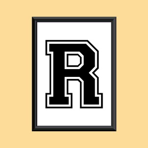 Typography Digital Print Monogram Initial Wall Art Varsity Letter R - Etsy