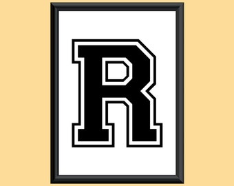 Typography Digital Print Monogram Initial Wall Art Ariosto | Etsy