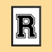 Typography Digital Print Monogram Initial Wall Art Varsity Letter R - Etsy