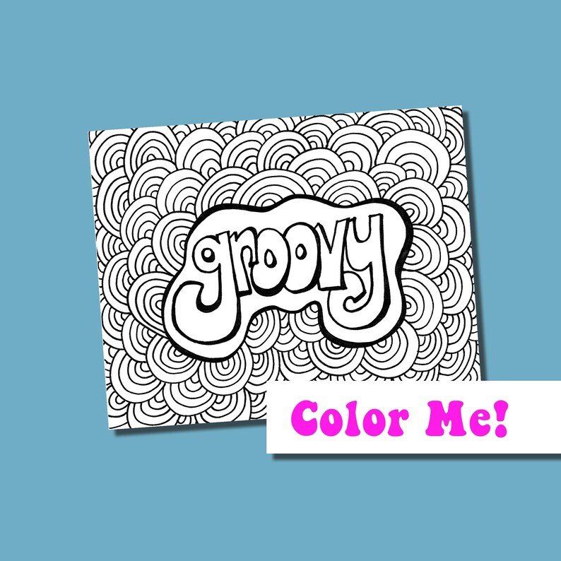 Groovy Retro Coloring Page: Boho Nature Art (instant Download) - Etsy